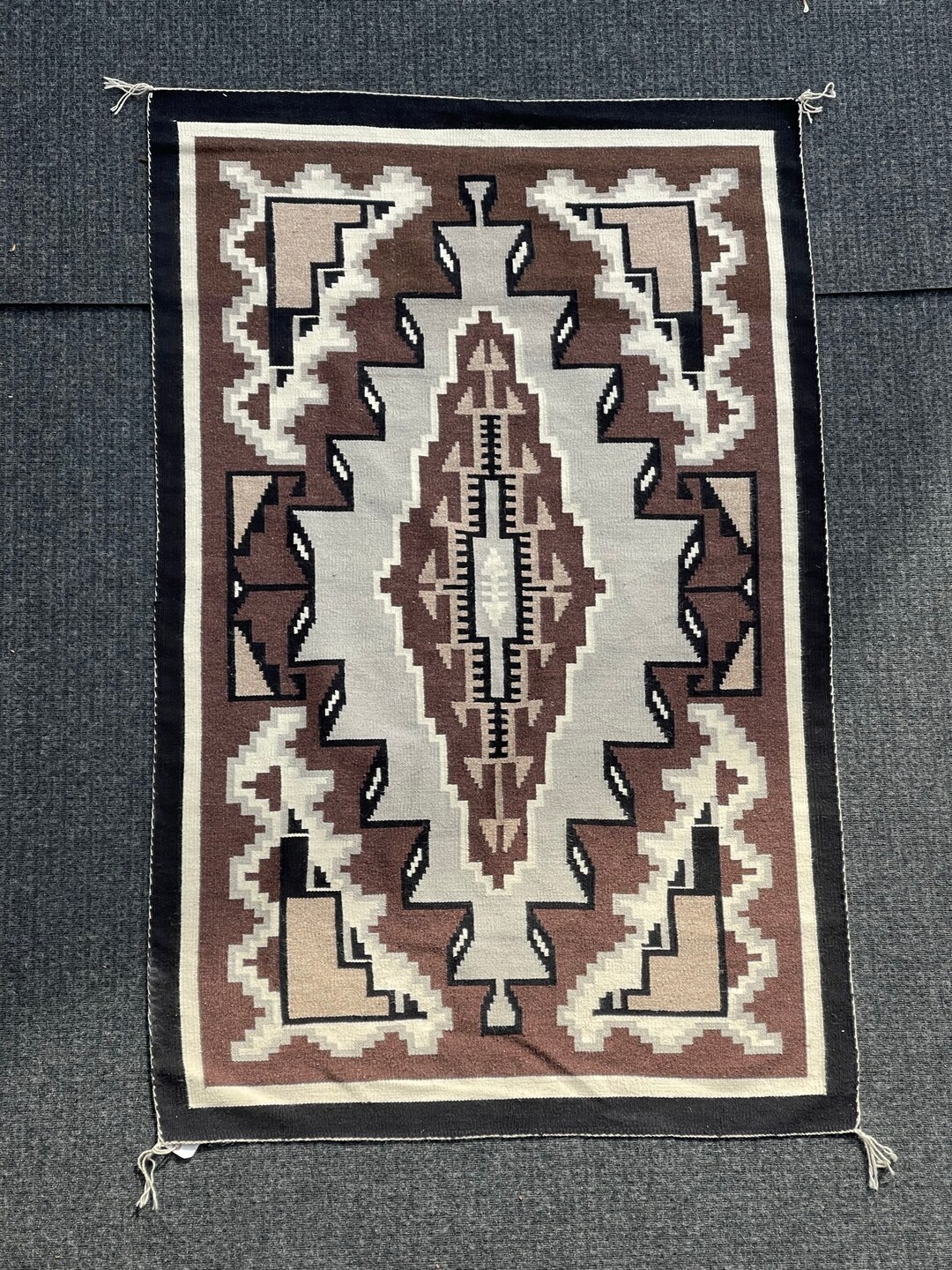 Extra LG Navajo Rug Two Grey Hills Style, Vintage Native American Weave ...
