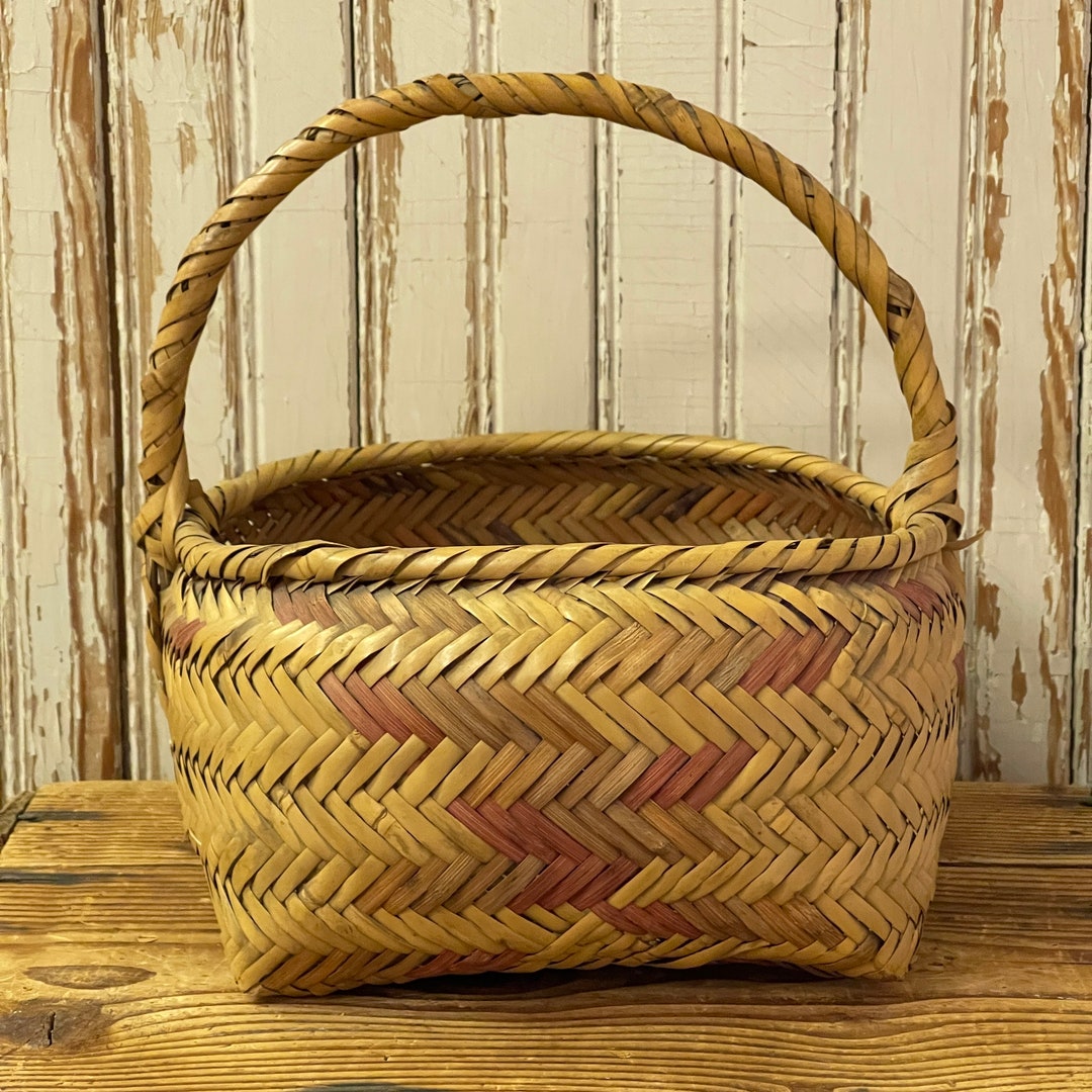 Cherokee River Cane Basket With Handle Vintage Native American Basket ...