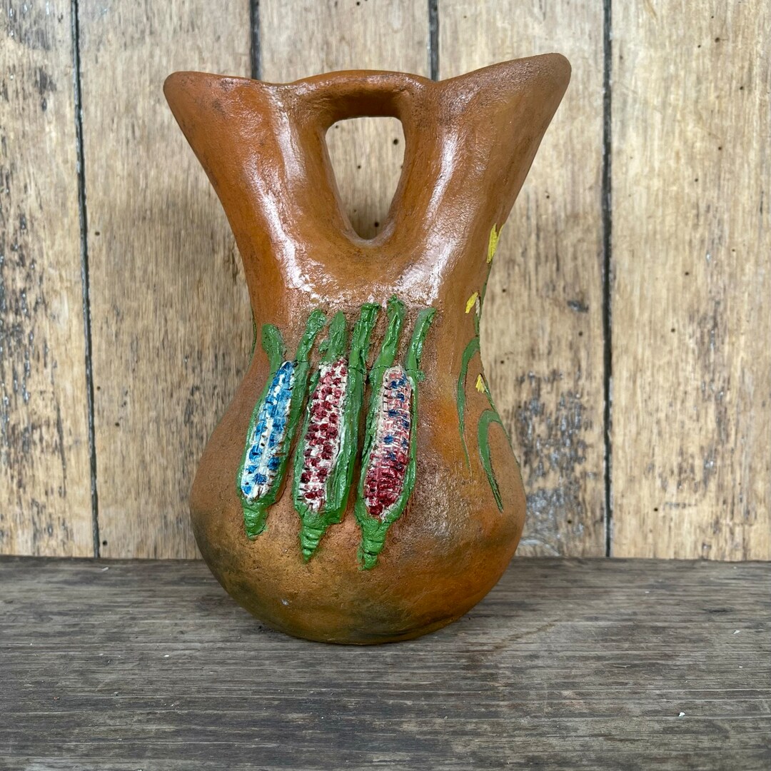 Authentic Native American Clay Navajo Wedding Vase With Corn Stalks and ...