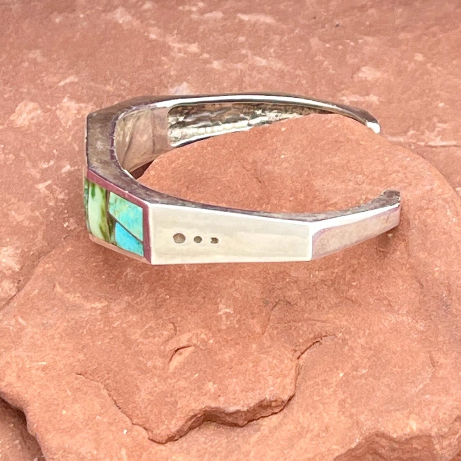 Navajo Sonoran Gold Turquoise Inlay Bracelet by David Rosales of ...