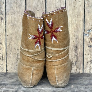 Antique Native American Cree Nation Beaded Moccasins Smoked Brain ...
