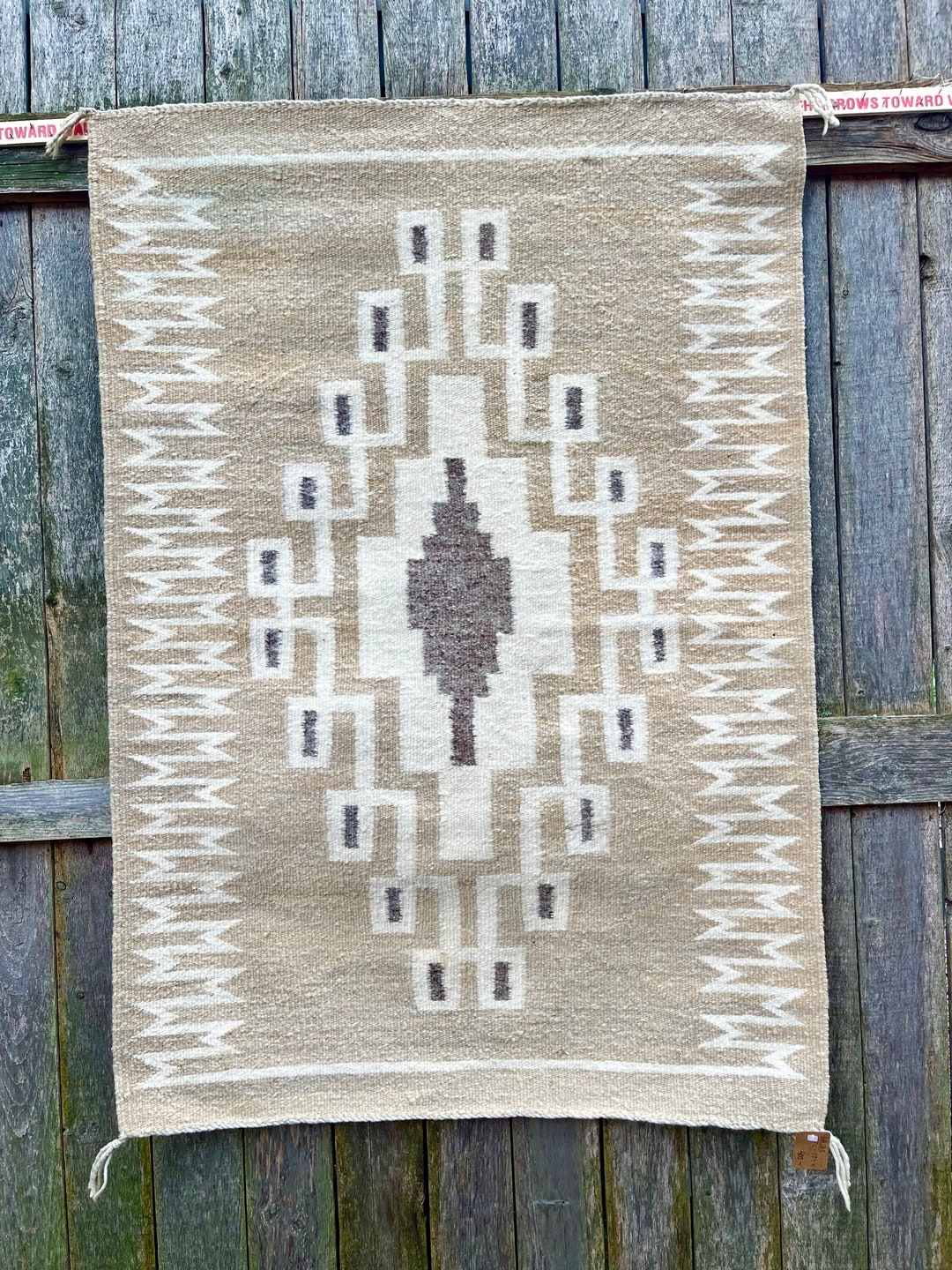 Navajo Rug Weaving in Two Grey Hills Style, Vintage Native American ...
