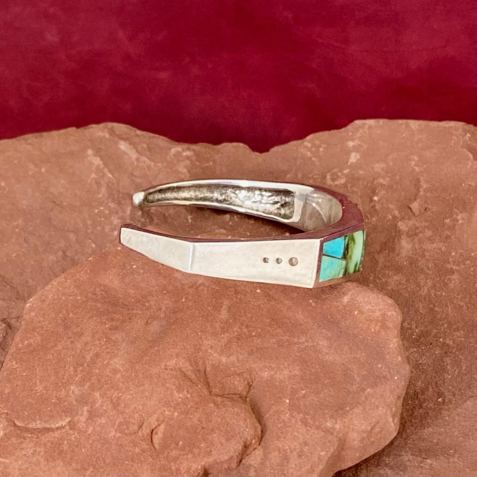 Navajo Sonoran Gold Turquoise Inlay Bracelet by David Rosales of ...