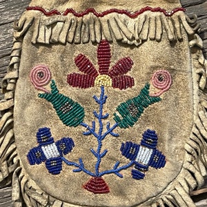 Antique Native American Beaded Bag Santee Sioux Beaded Bag Mid-1800's Two Sided Sioux Antique ...