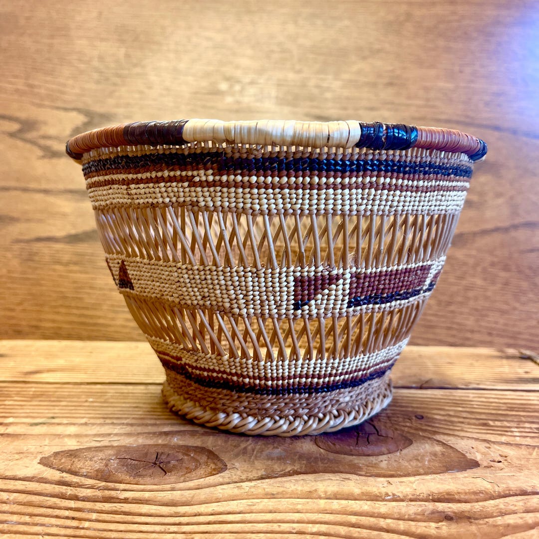 Yurok Twined Trinket Basket. Obsidian Blade Design Circa 1920 - 40s ...