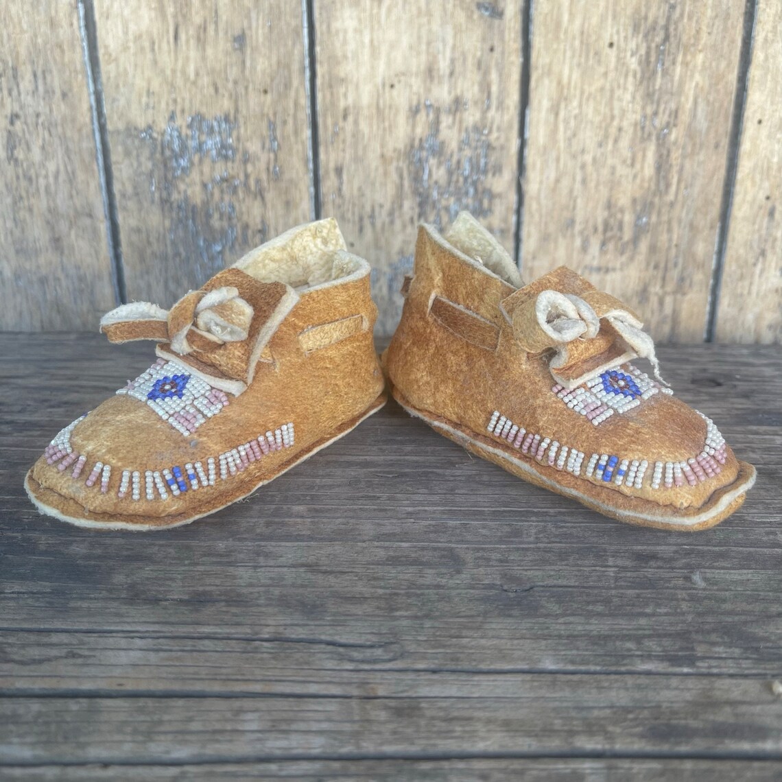 North Plains Authentic Native American Beaded Infant Moccasins, Vintage ...