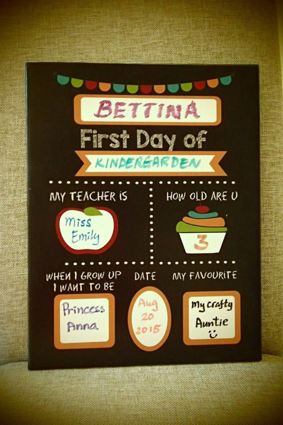 First Day of School Chalkboard, Reuseable Back to School Dry Eraser ...