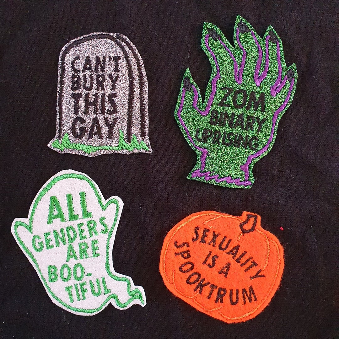 Halloween LGBT Patches: Gender Ghosts Gay Gravestone Sexuality Spook ...