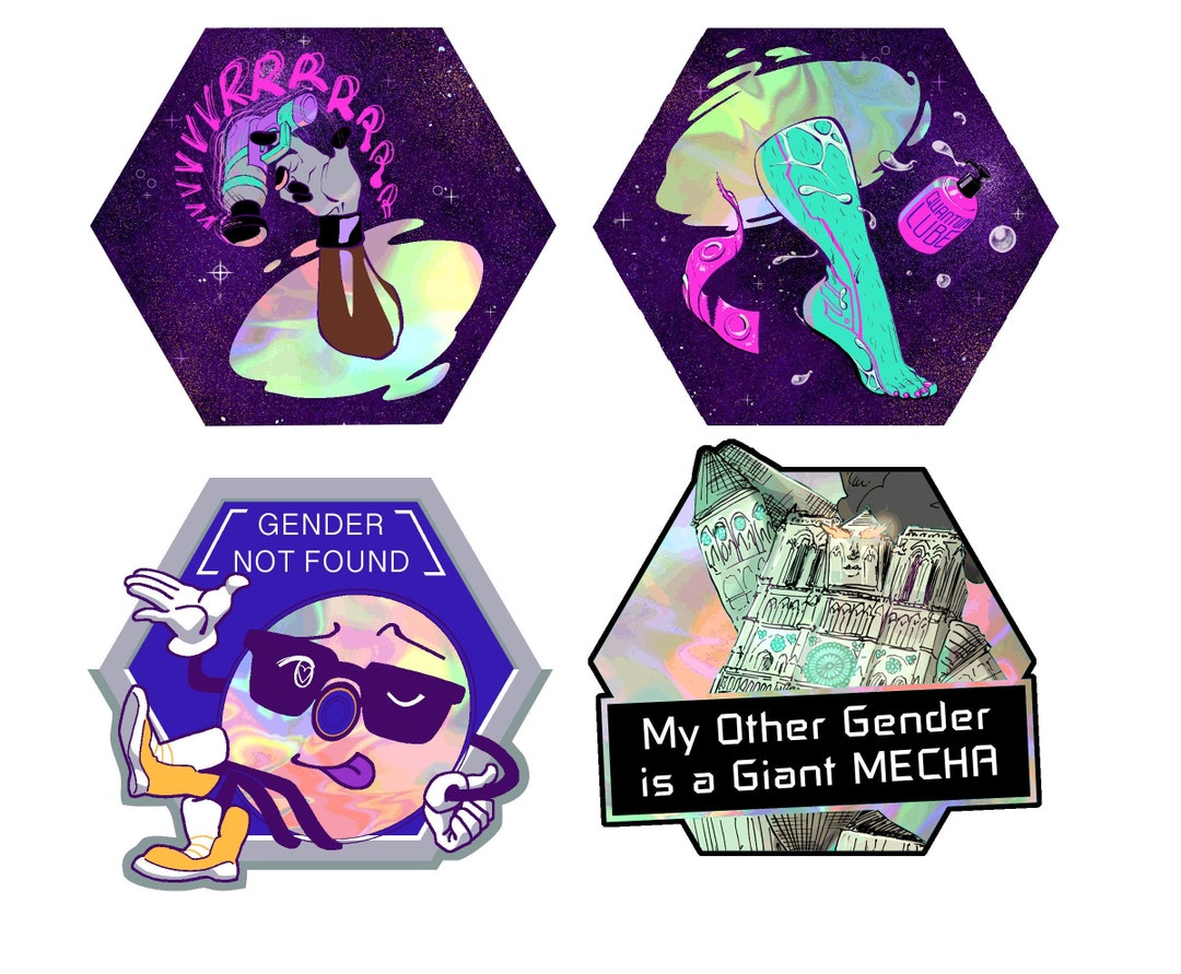 Nether Realms Holographic Sticker Set Vaporwave CD Robots - Etsy