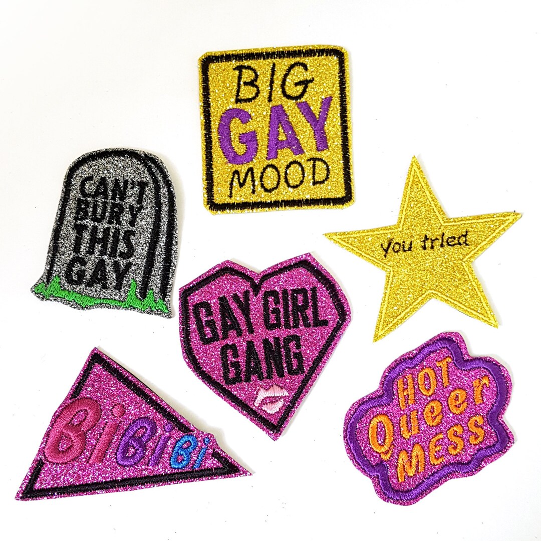 Gay & Queer Glitter Sew on Embroidery Patches - Etsy