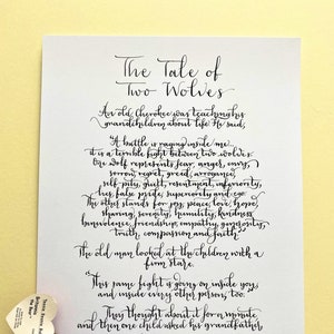 The Tale of Two Wolves, Digital Print, A4, Ancient Parable, Nursery ...