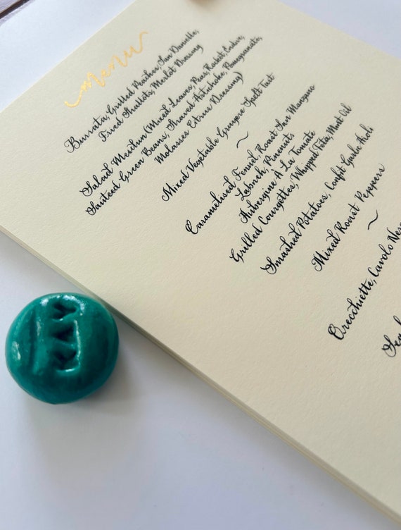 Handwritten Menu Calligraphy MENU FOR WEDDING SET INVITATIONS
