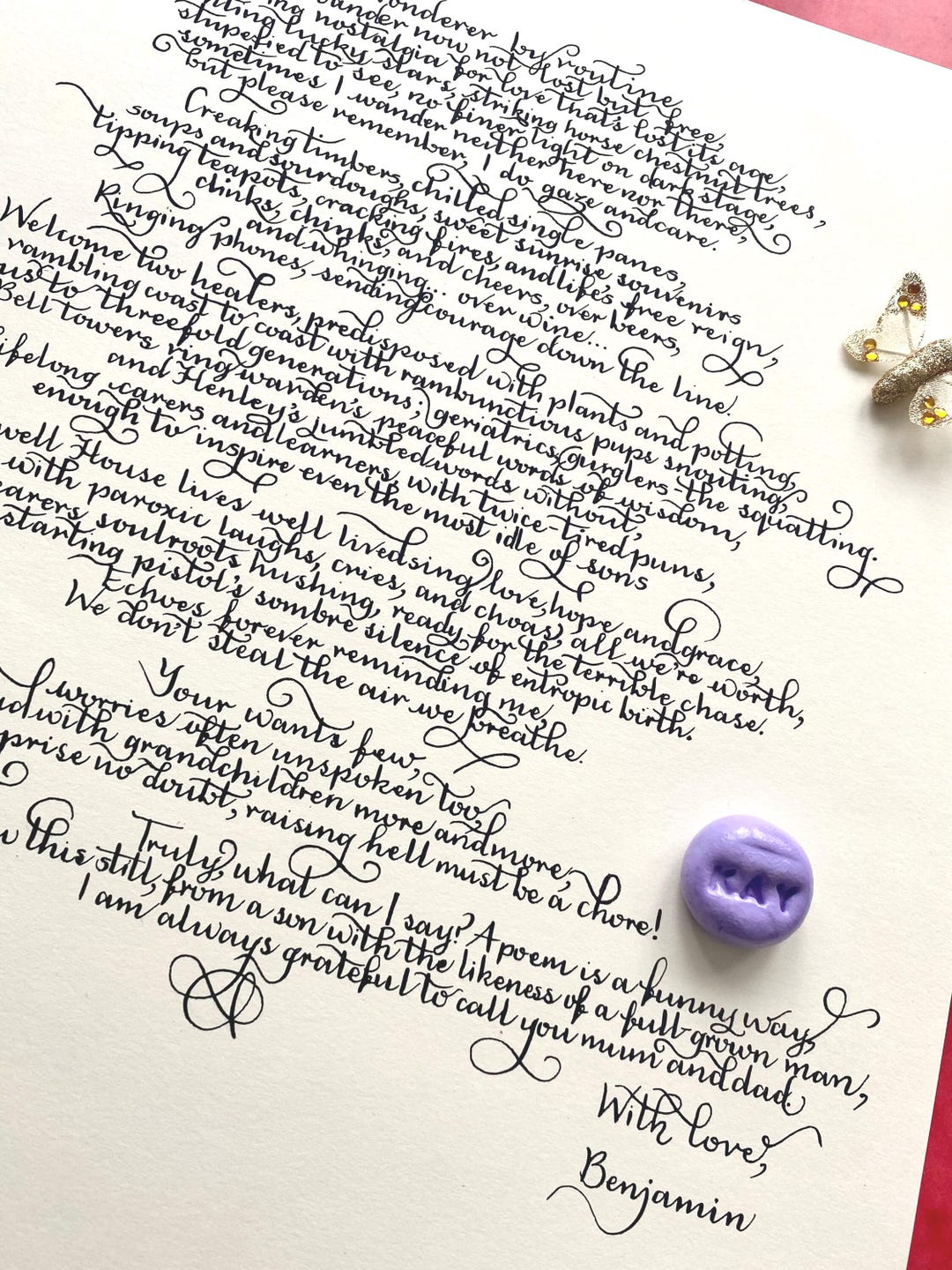 Flourished Calligraphy Letter, Custom Handwritten Note - Etsy
