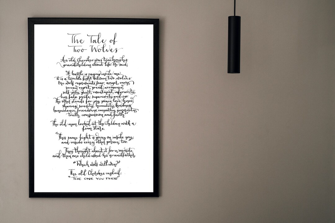 Two Wolves Parable Print: Cherokee Poem, Nursery Poster (A4) - Etsy UK