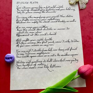 Morning Song SYLVIA PLATH Handwritten Calligraphy Gift | Etsy