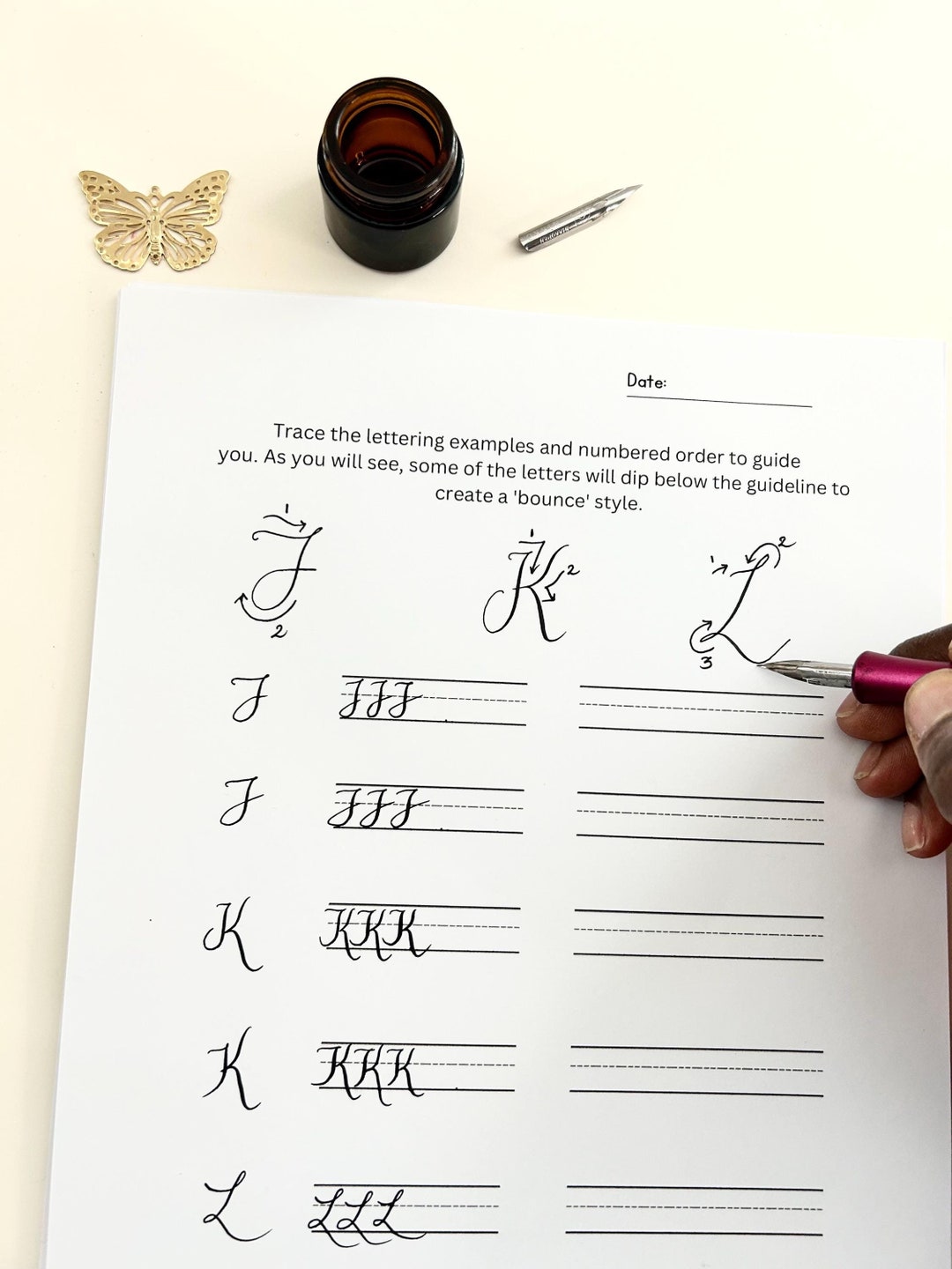 Beginner Calligraphy Starter Set: Pen, Ink & Practice Sheets - Etsy