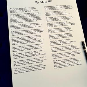 A3 Poem, A3 Letter, 11 X 14 Inch Poem, Calligraphy Poster Size, Large ...