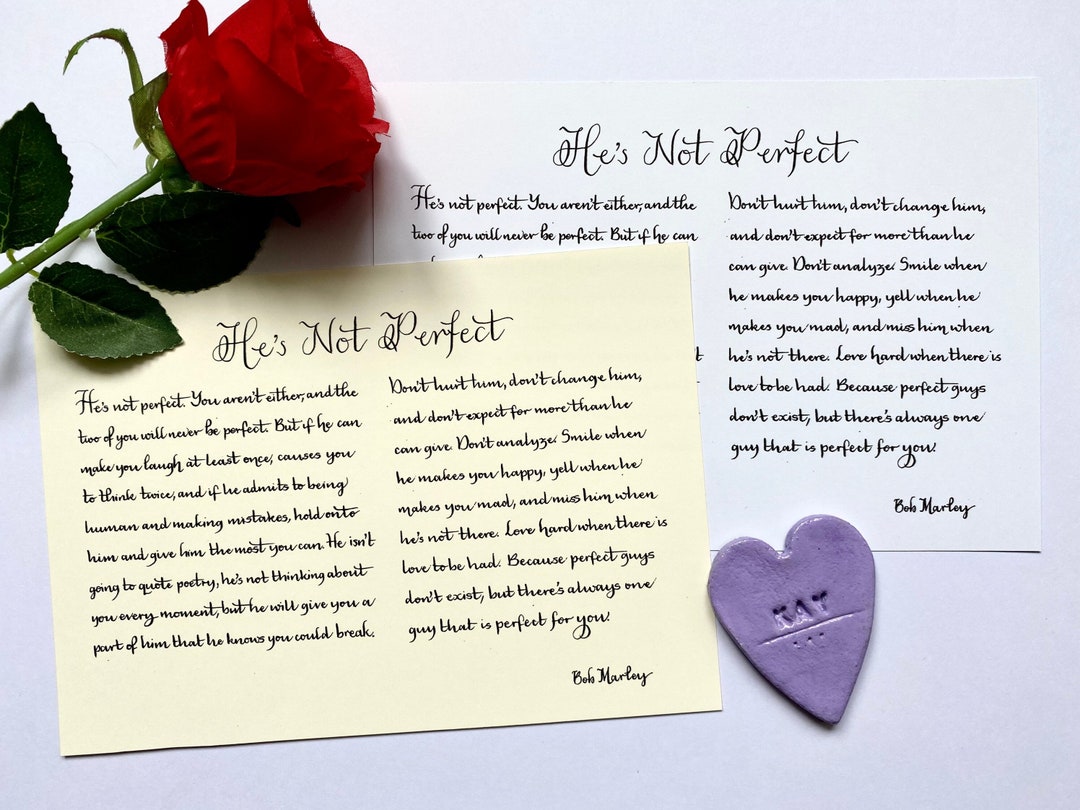 He's Not Perfect Calligraphy Poem Print A4 Poem Print - Etsy Norway