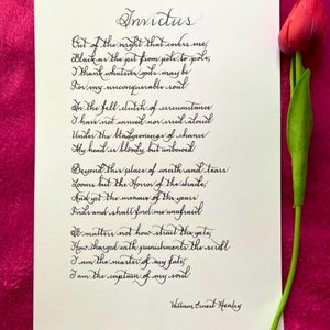 Handwritten Calligraphy 'invictus' Poem Print: Inspirational Gift - Etsy UK