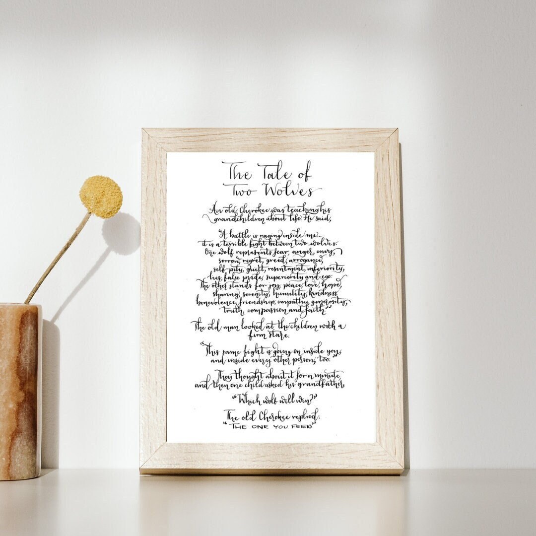 The Tale of Two Wolves, Digital Print, A4, Ancient Parable, Nursery ...