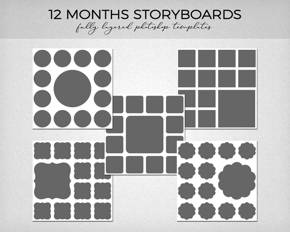 12 Months Photo Storyboard Templates Instant Download - Etsy