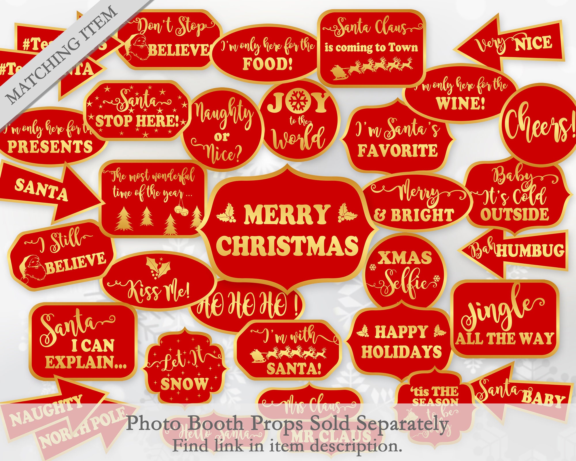 Printable Merry Christmas Banner, Red & Gold - Christmas Party, Holiday ...