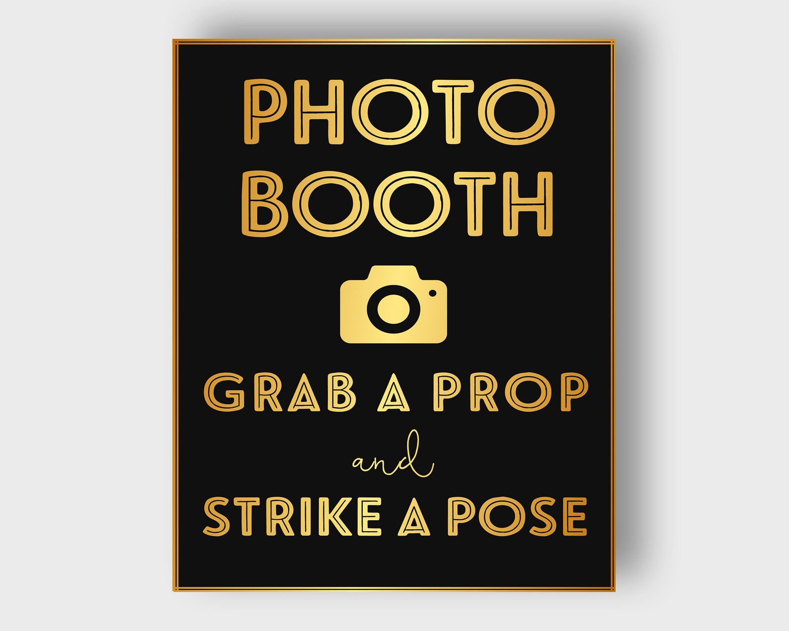Photo Booth Party Sign Black & Gold Printable Party - Etsy
