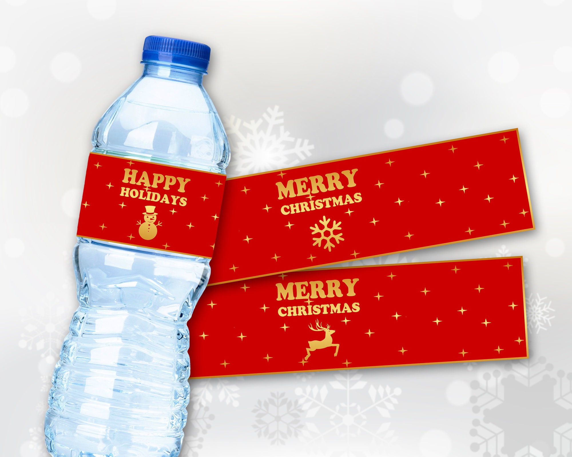 Christmas Water Bottle Labels Merry Christmas Happy | Etsy