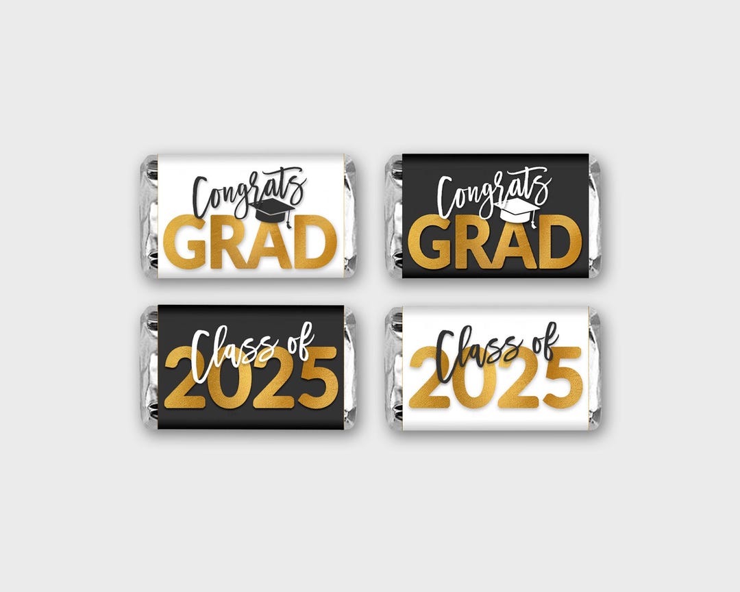 Graduation 2025 Mini Candy Label, Class of 2025 Candy Wrapper - Black ...