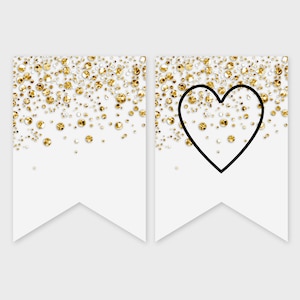 Happy Birthday Printable Banner - Gold Confetti Glitters - Printable ...