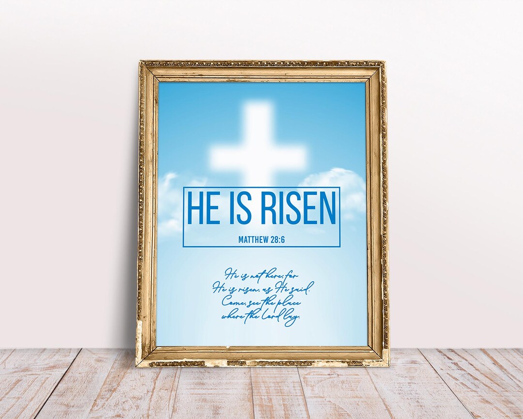 Matthew 28:6 Bible Verse - He is Risen, Easter Religious Scripture ...