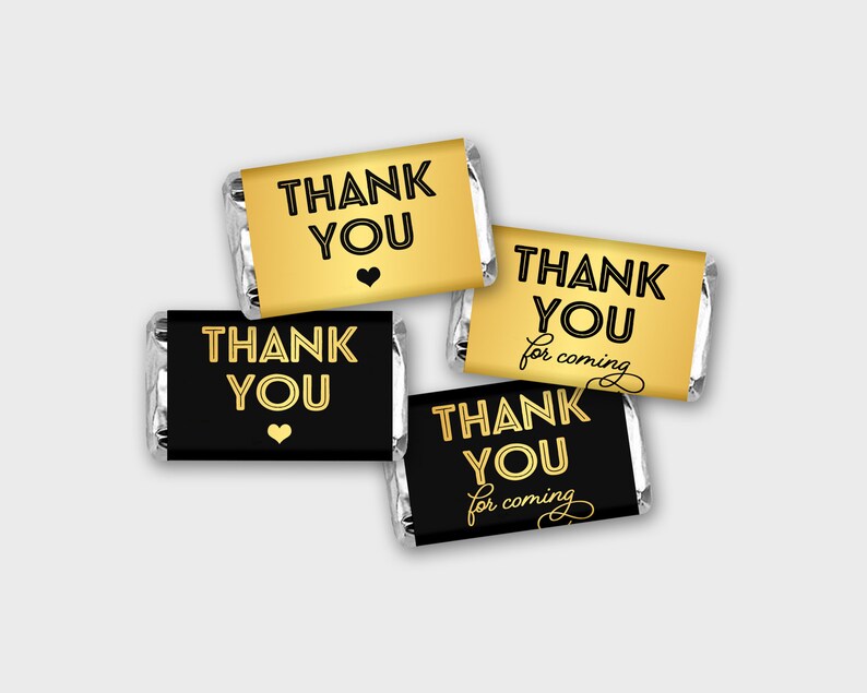 Thank You Mini Candy Wrapper Mini Candy Label / Black & Gold - Etsy