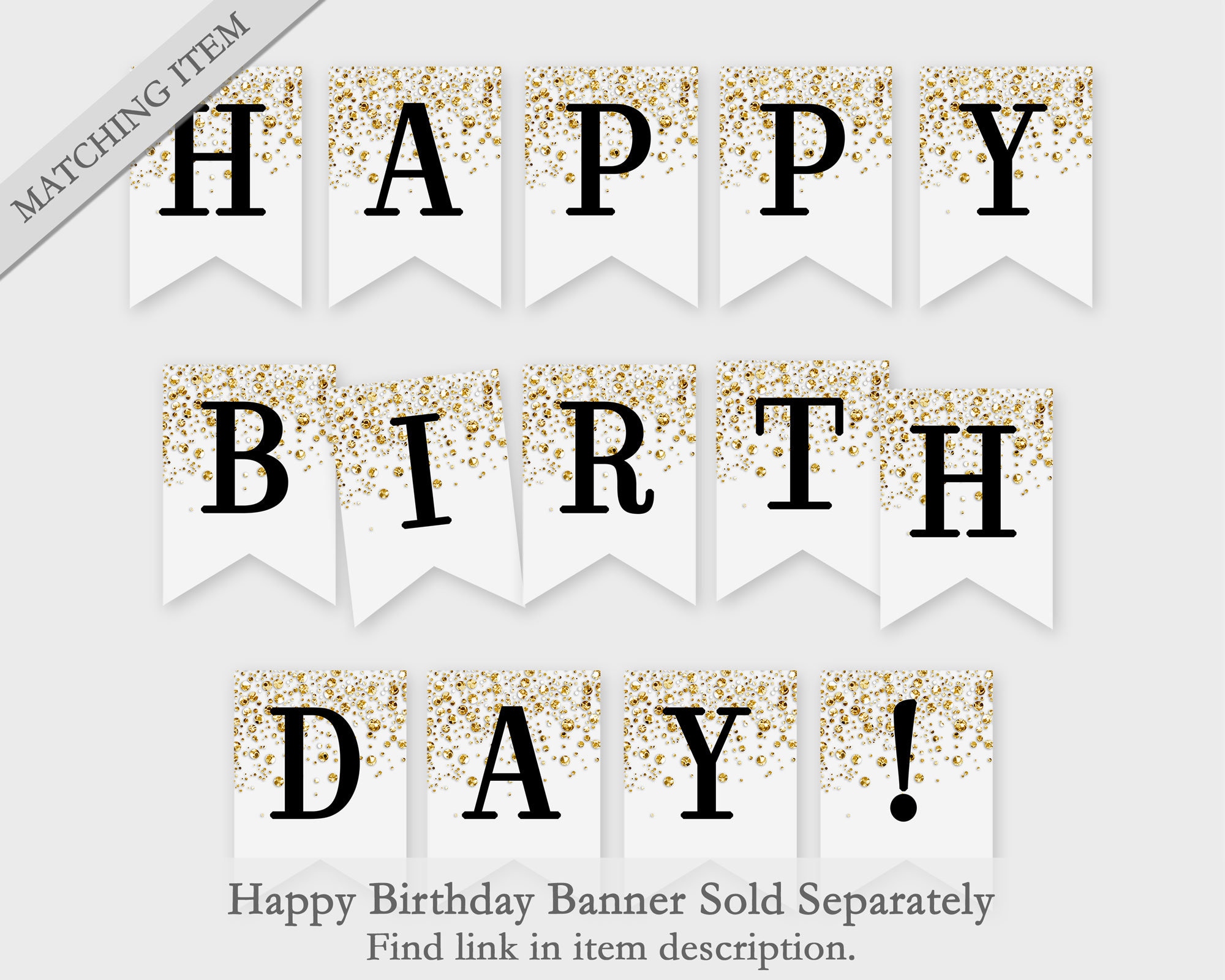 Happy Birthday Printable Banner - Pink Confetti Glitters - Printable ...