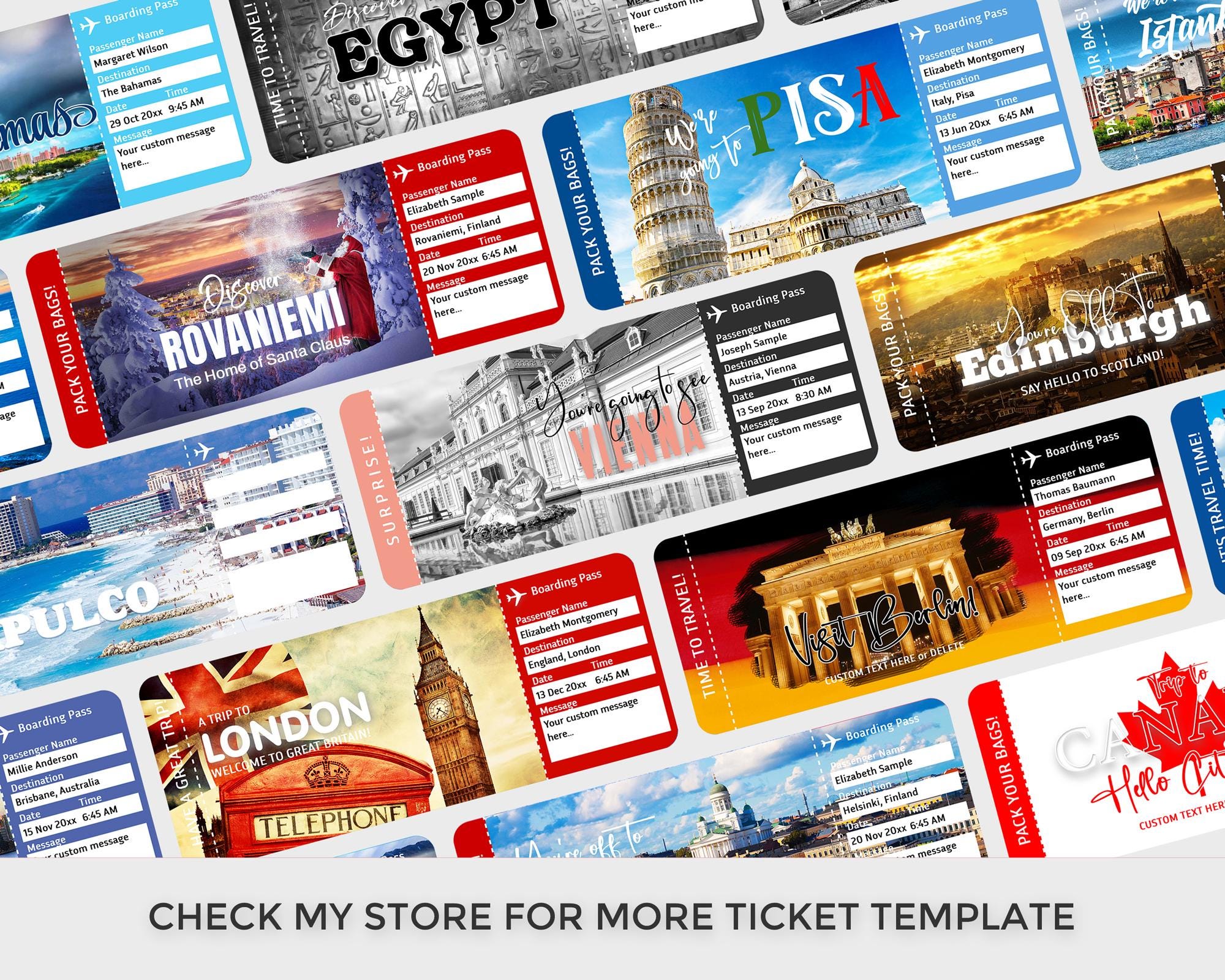 Miami Beach Travel Ticket, Miami Gift Ticket, Custom Airplane Ticket ...