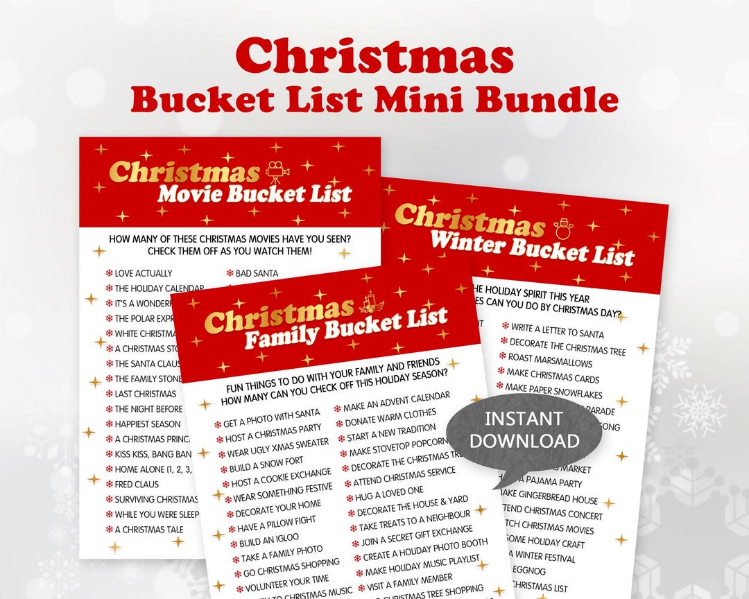 Christmas Bucket List Mini Bundle, Christmas Lists, Christmas Party ...