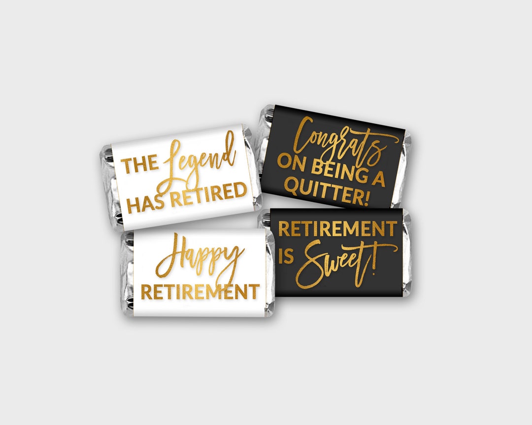 Happy Retirement Mini Candy Wrapper, Mini Candy Label, Black-white ...