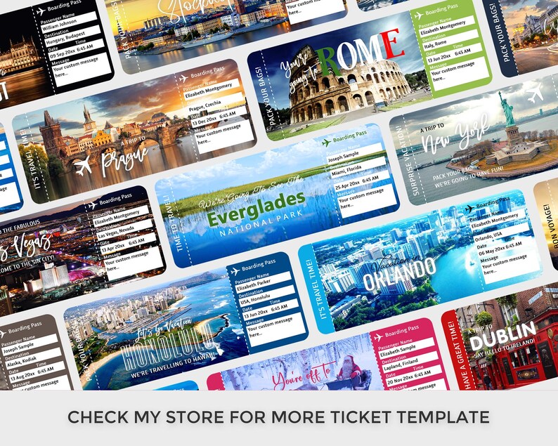 Rome Travel Ticket, Rome Trevi Fountain Ticket, Custom Plane Ticket ...