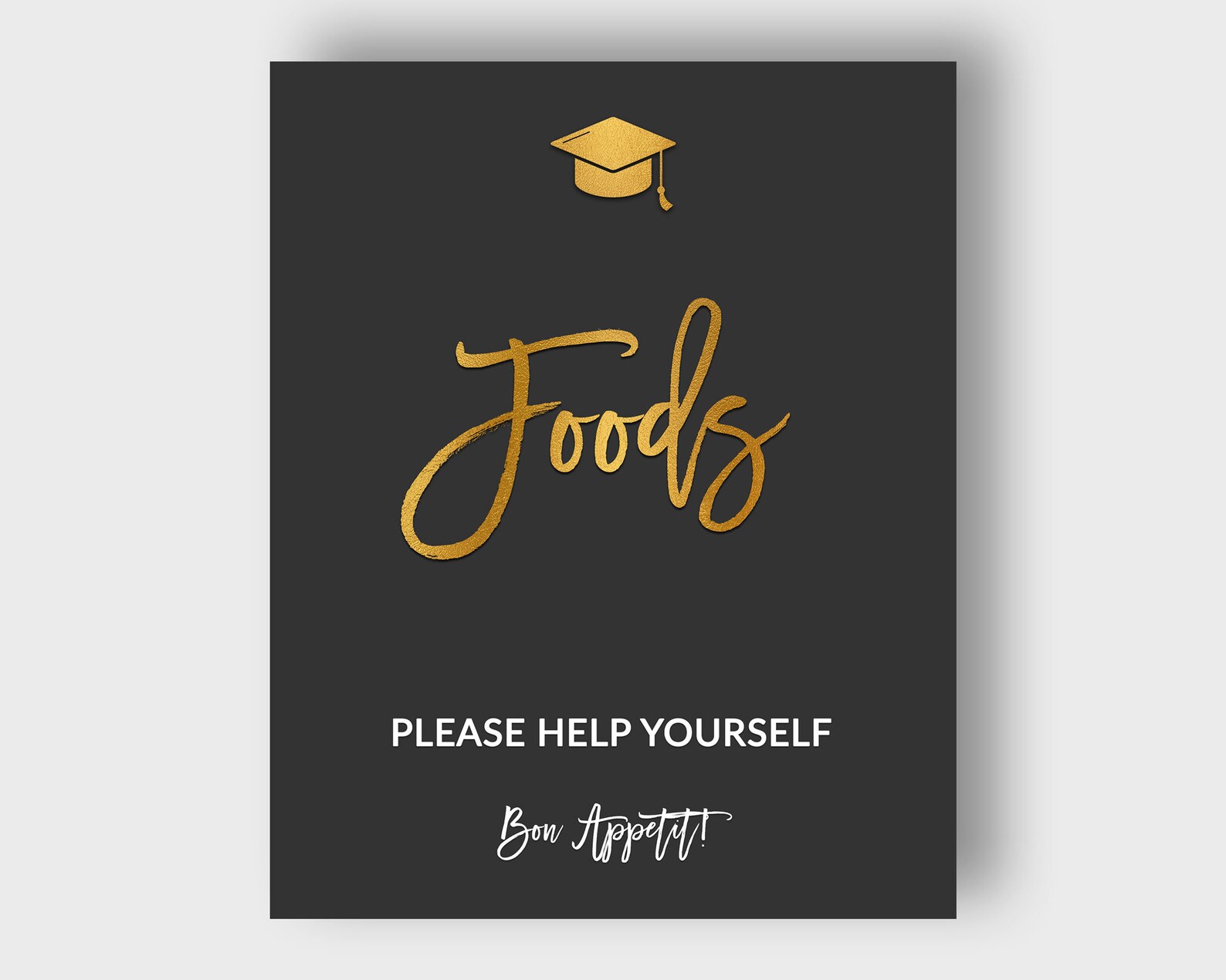 Graduation Foods Sign Black & Gold Foil Printable Party - Etsy