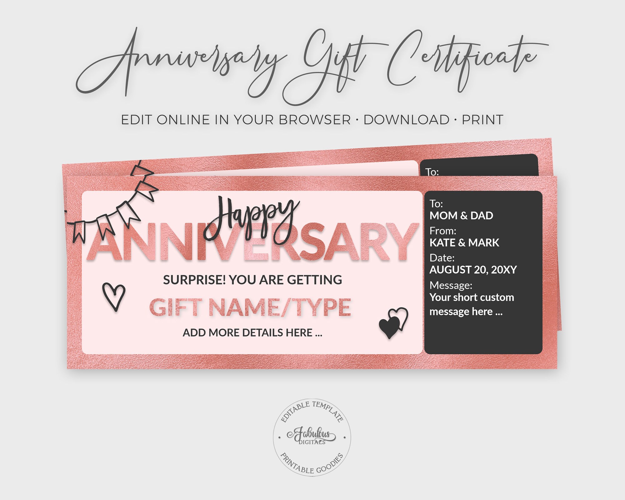 Anniversary Gift Certificate Template