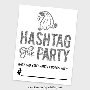 Silver Glitter Photo Booth Hashtag Signs, Bridal Photo Booth Props, DIY ...