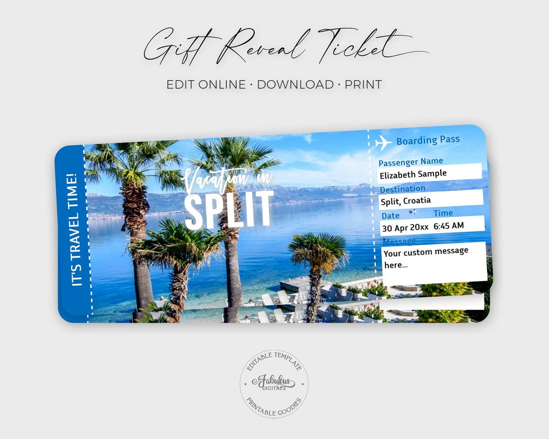 Split Travel Ticket, Split Gift Ticket, Split Airplane Ticket, Croatia ...