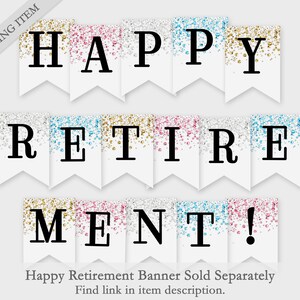Happy Retirement Printable Banner - Pink Confetti Glitters - Printable ...