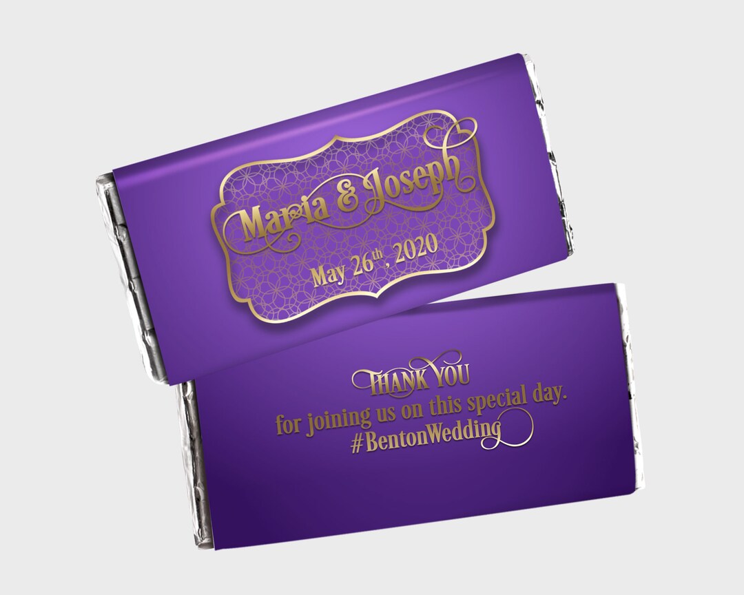 Gold & Purple Candy Wrapper, Wedding Engagement Anniversary Party Favor ...
