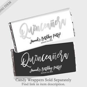 Sweet Fifteen Mini Candy Wrapper, Sweet 15 Mini Candy Label - White ...