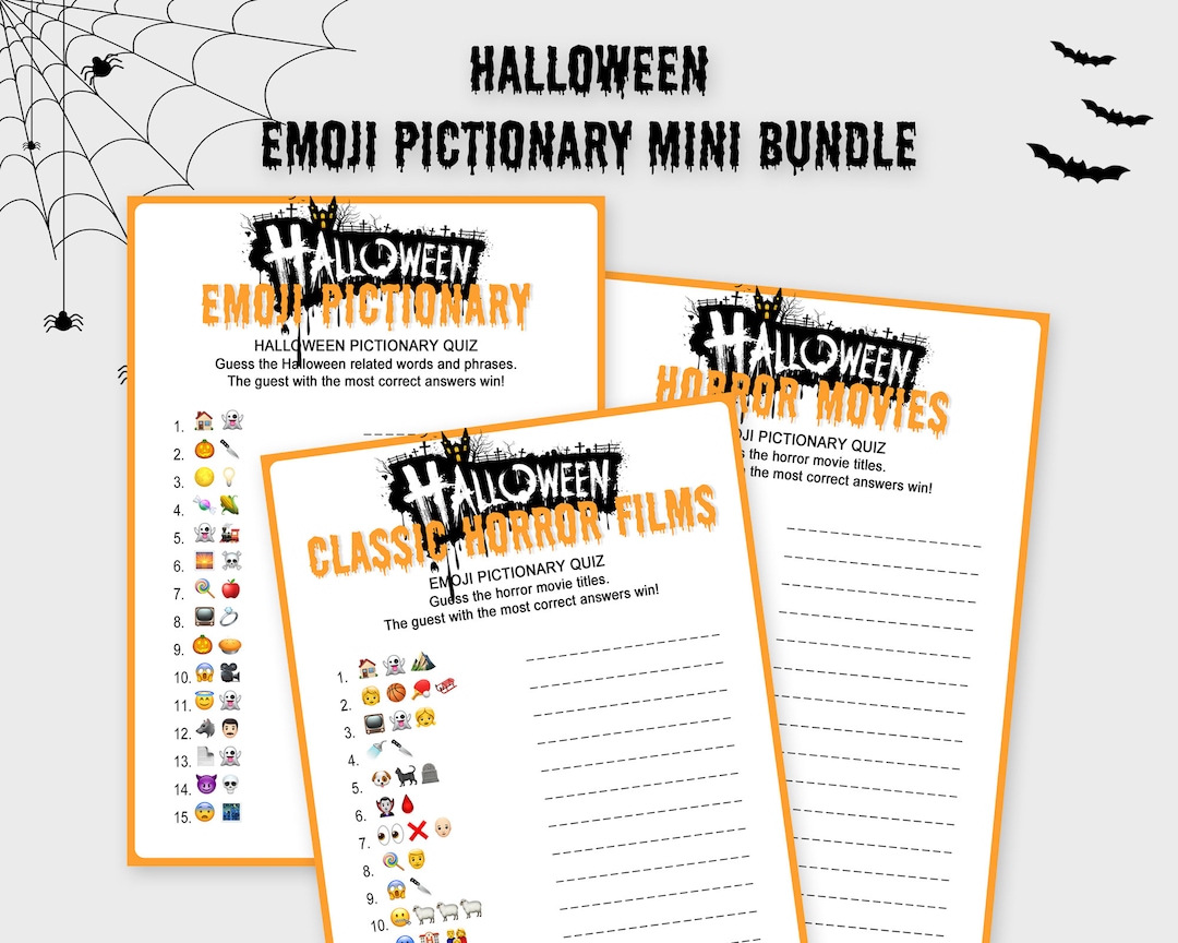 Halloween Emoji Pictionary Bundle, Halloween Emoji Games, Printable ...