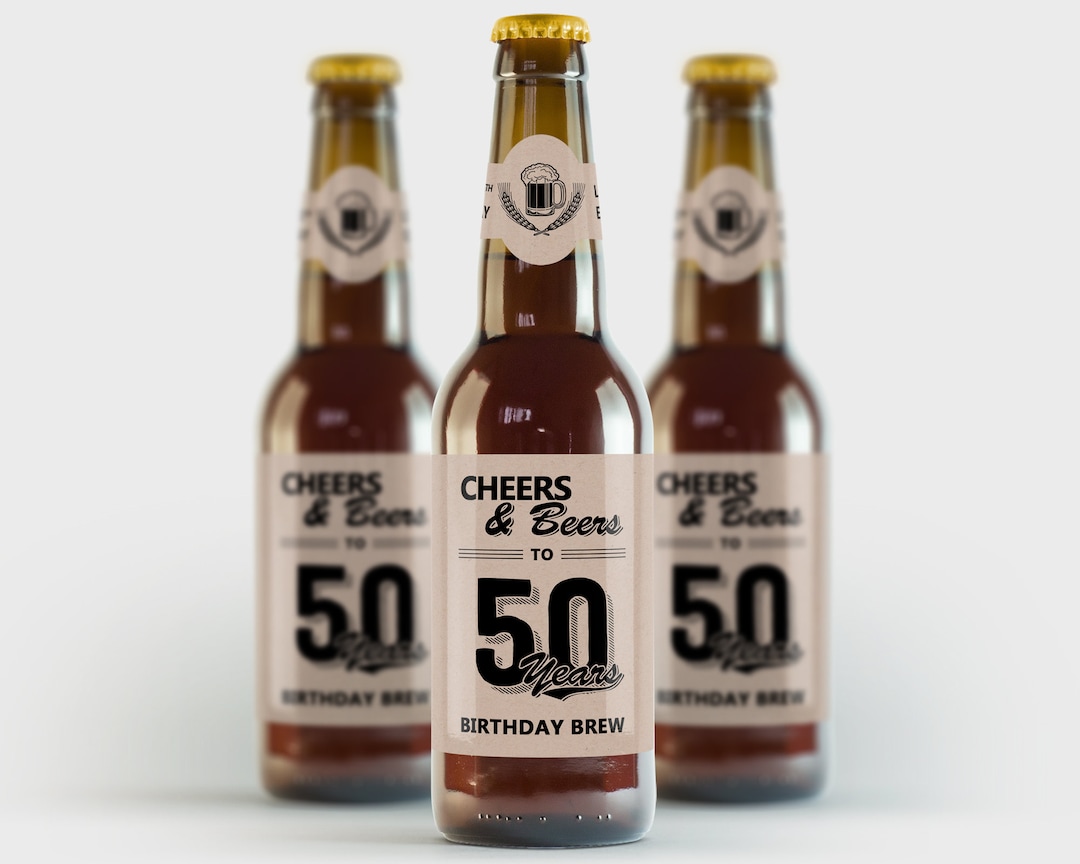50th Birthday Beer Labels, Cheers & Beers, 50th Milestone Birthday ...