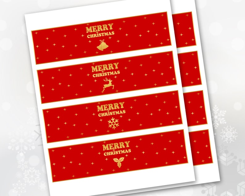 Christmas Water Bottle Labels Merry Christmas Happy | Etsy