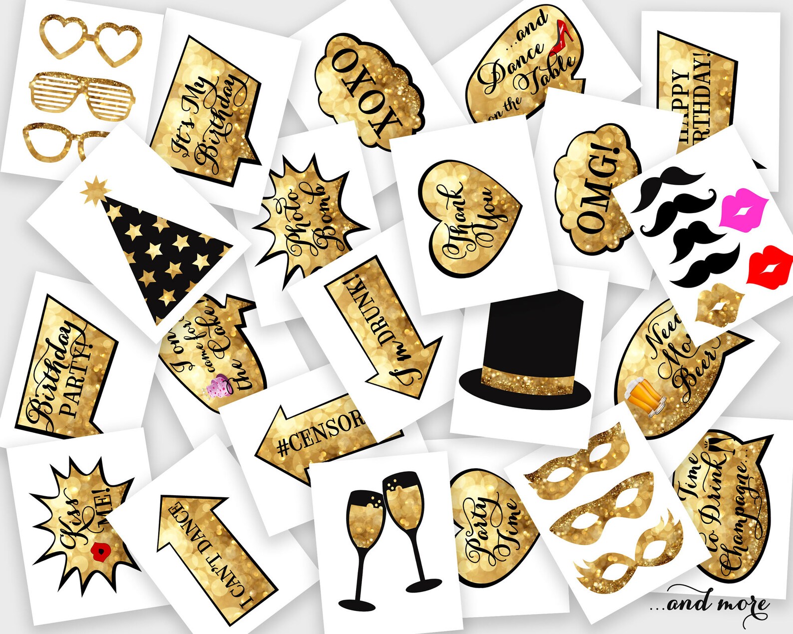 Birthday Party Photo Booth Props / Printable Party Props / - Etsy