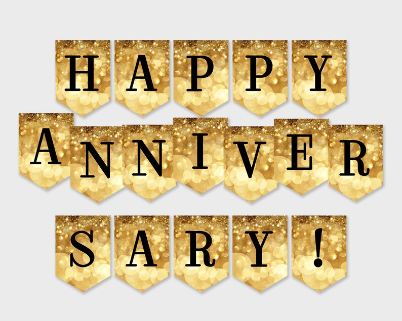 Happy Anniversary Banner Sparkle Gold Bokeh Glitter Etsy