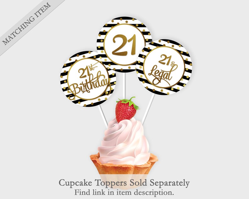 Cheers to 21 Years Party Sign Black-white & Gold Printable | Etsy